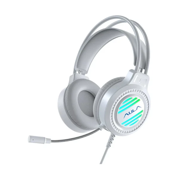 Aula S606 RGB Wired White Over-Ear Gaming Headphone – SN International